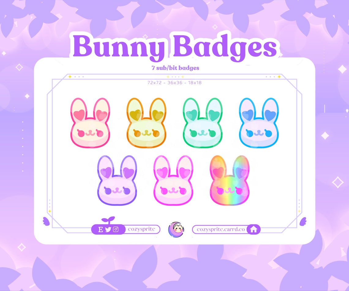 Bunny Badges Rabbit Badges Kawaii Badges for Streaming - Etsy