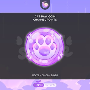 Purple Cat Paw Coin Twitch | Channel Point | Toe Bean Coin | Emote ...