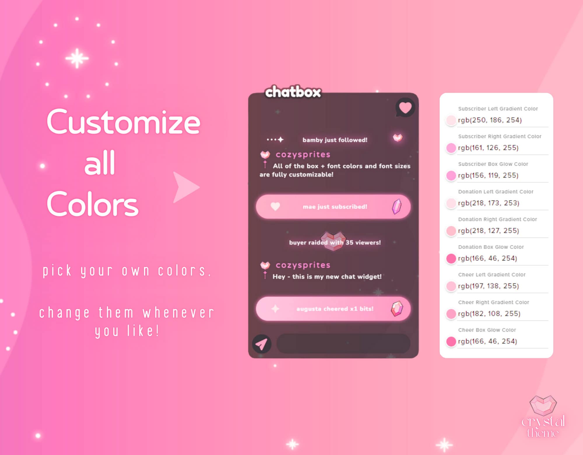 Crystal Chat Widget Customizable Colors, Cute Chat, Elegant Theme ...