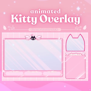 Pink Cat Overlay Pack | Animated Stream Overlay Pack | Twitch Youtube ...