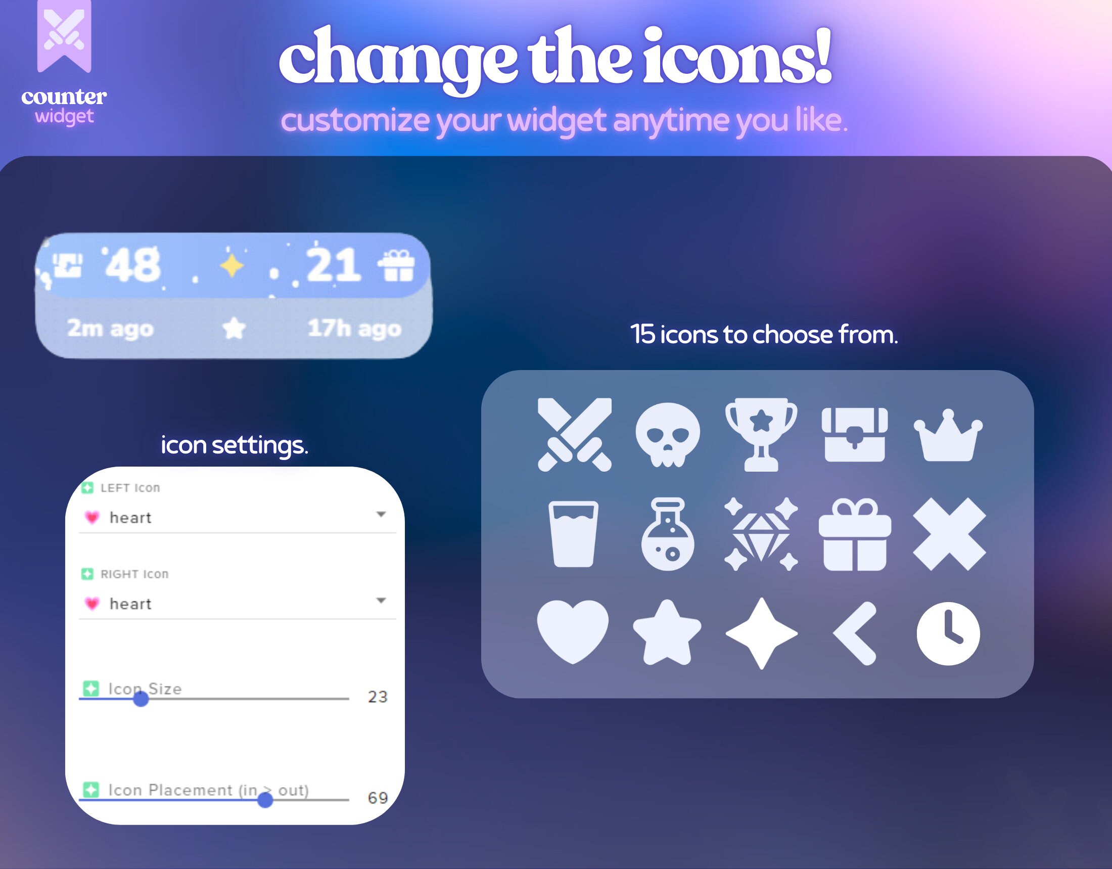 Counter Widget | Animated Counter | Goal Widget | Customizable Colors ...