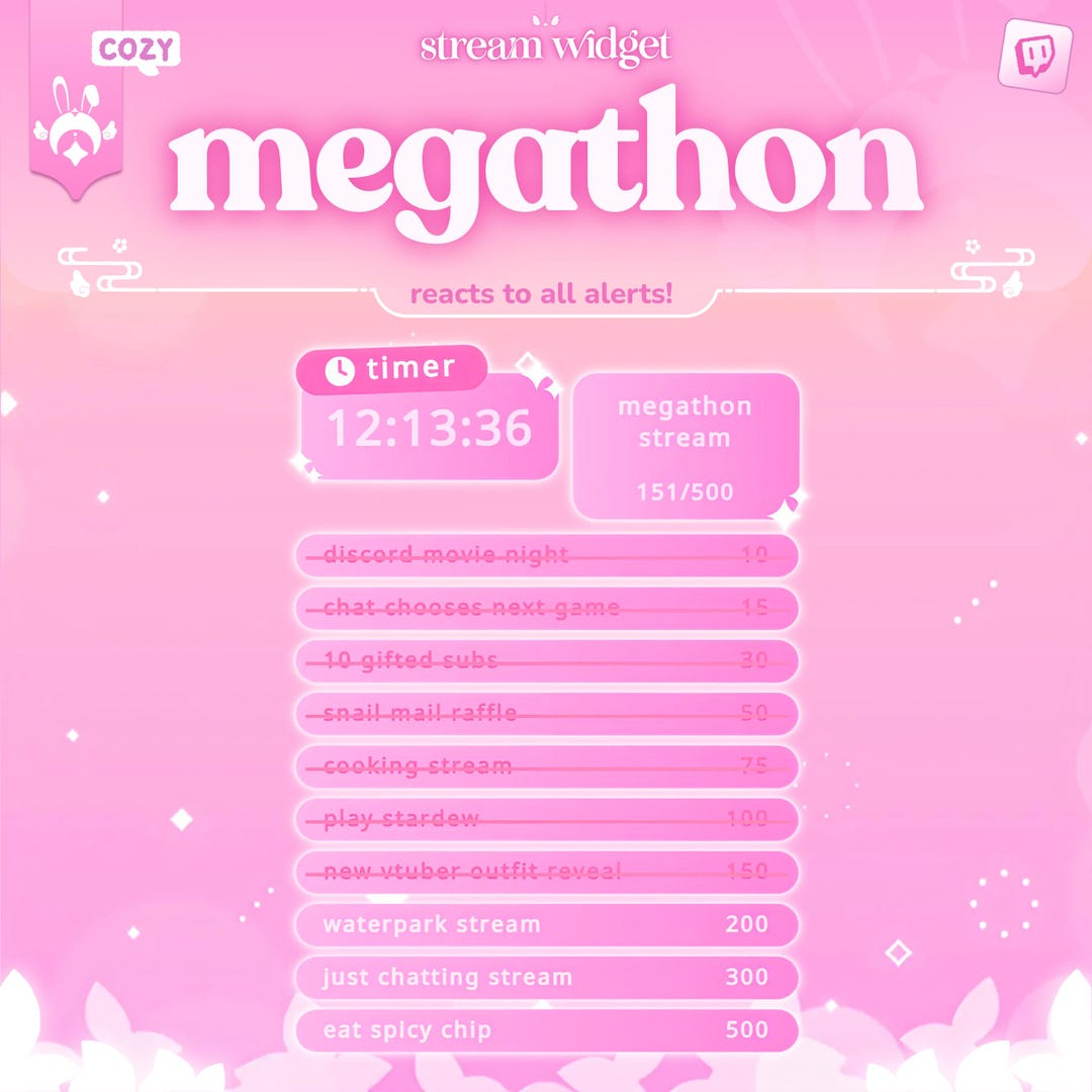 Megathon Goal Timer Widget | Timer, Subathon, Megathon | Alerts for ...