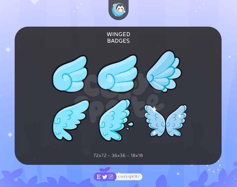 Blue Wing Badges | Blue Winged Emotes | Angel Wing Emote | Badges for ...
