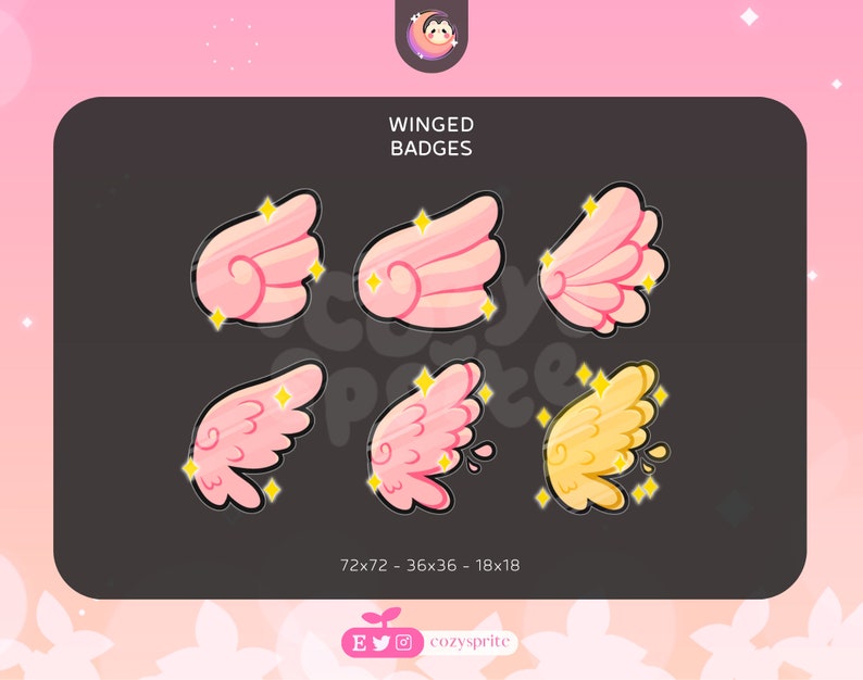 Pink Wing Badges | Pink Winged Emotes | Angel Wing Emote | Kawaii ...