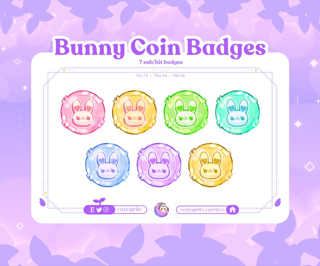 Bunny Coin Badges | Badges Pack | Rabbit | Badges for Streaming - Etsy