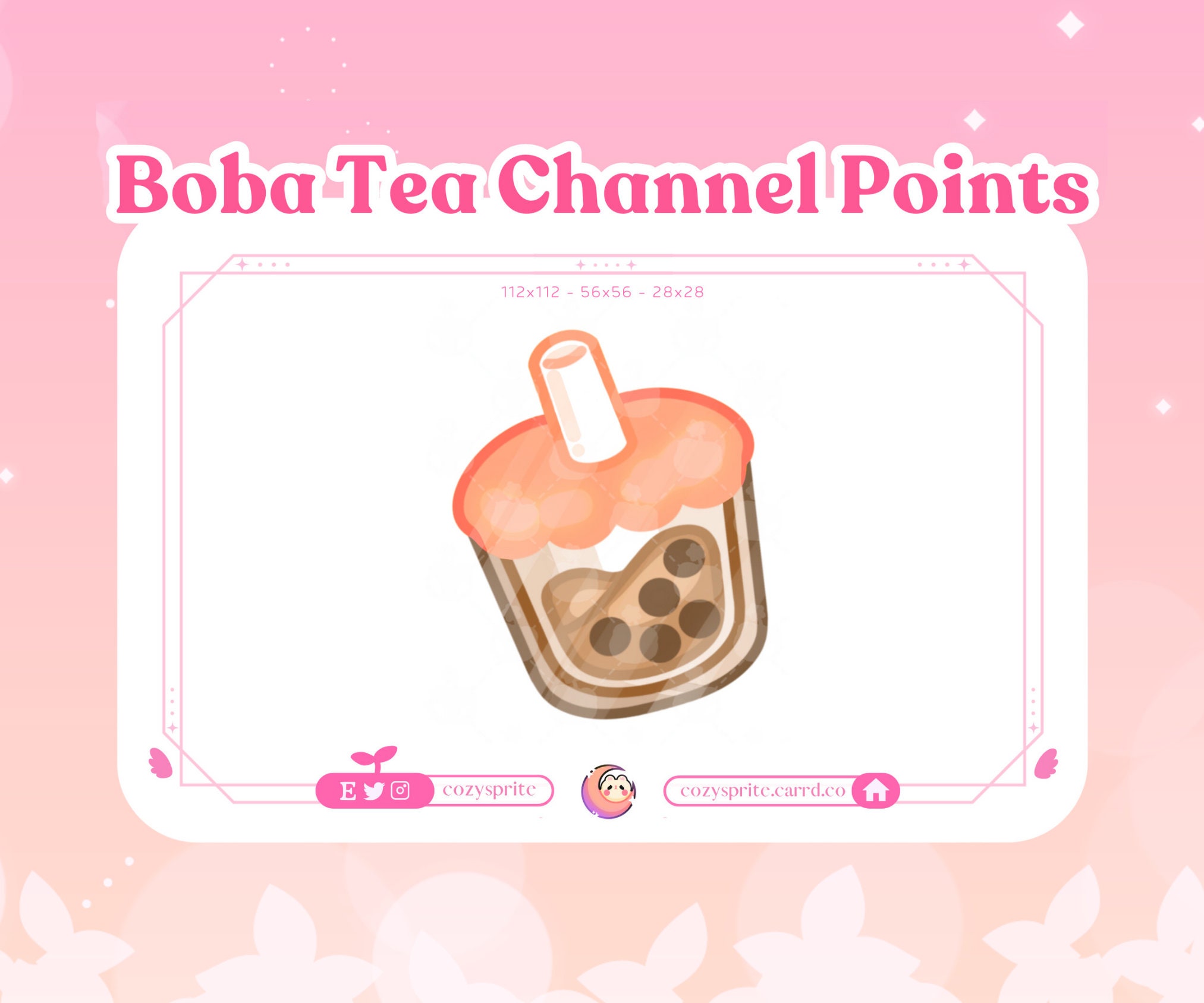 Bubble Tea Point Twitch Channel Point Orange Emote Badges Kawaii Pixels ...