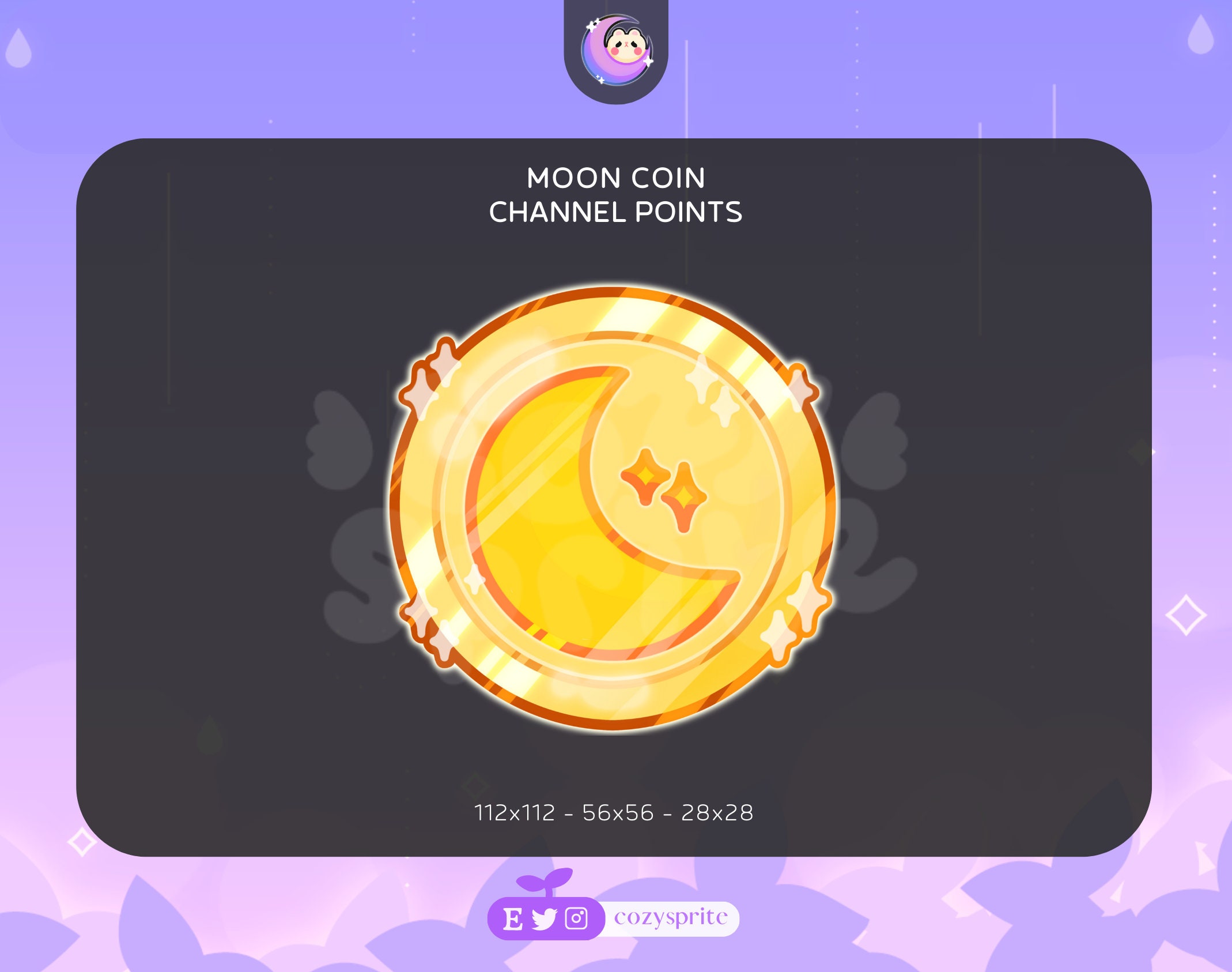 Gold Moon Coin Channel Point Moon Emote Gold Coin Kawaii - Etsy