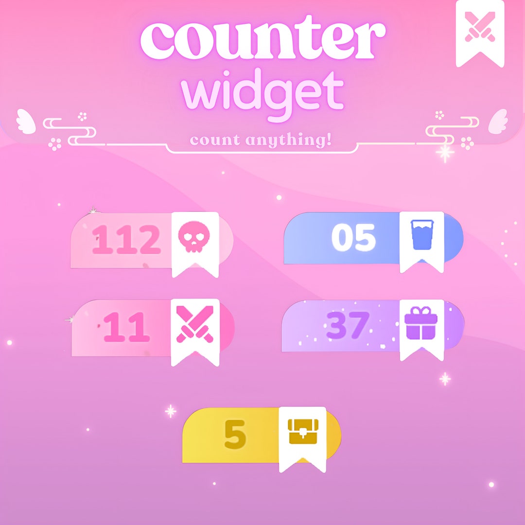 Counter Widget Animated Counter Customizable Colors, Subathon Streamelements Pastel Pink Widget ...