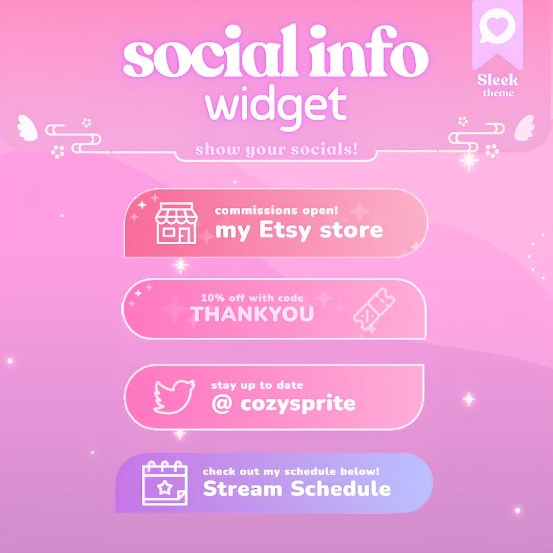 Social Media Rotator Widget Info Box Customizable Colors, Cute Chat ...
