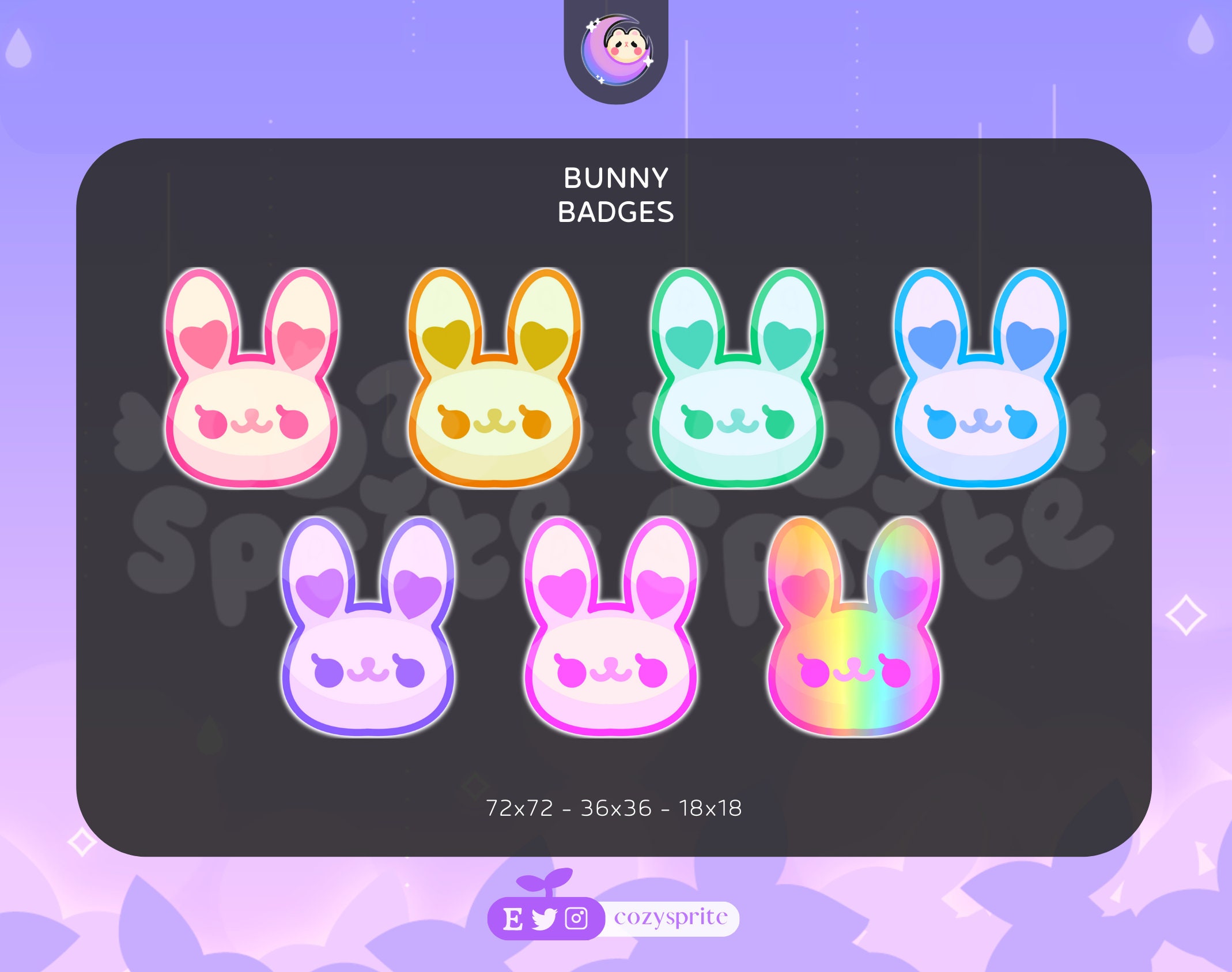 Bunny Badges Rabbit Badges Kawaii Badges for Streaming - Etsy