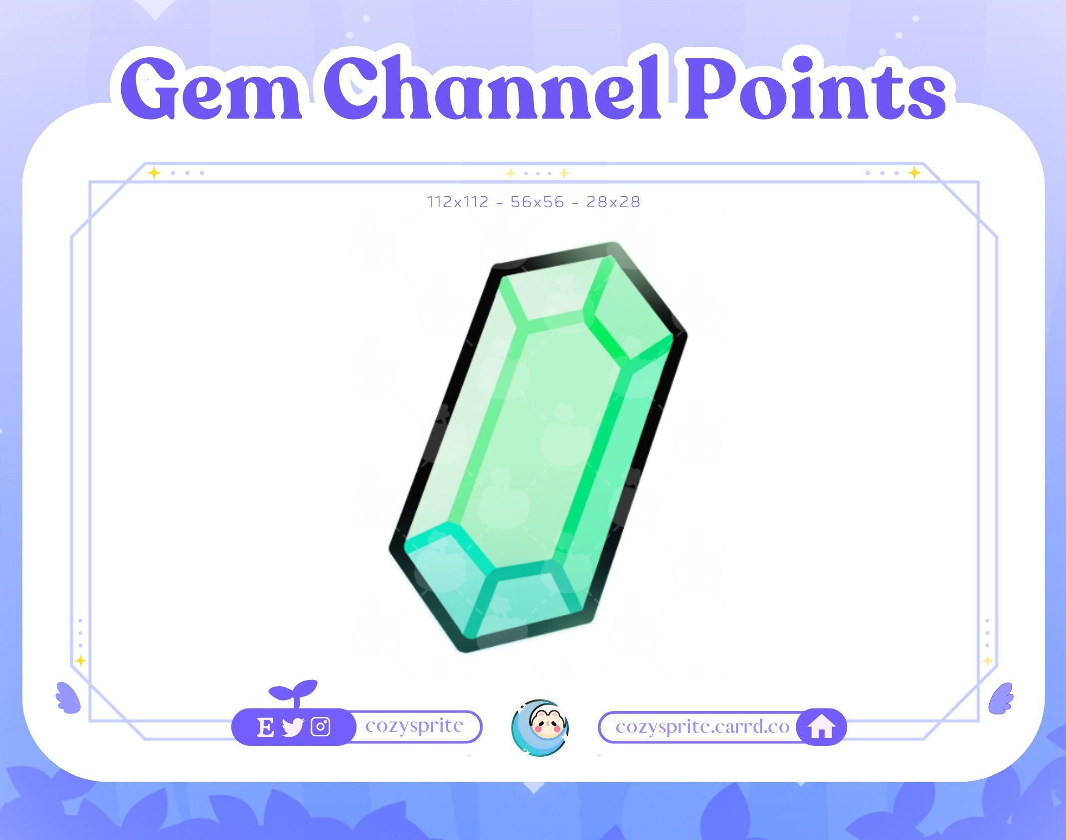 Green Gem Point Twitch Channel Point Emote Badges - Etsy