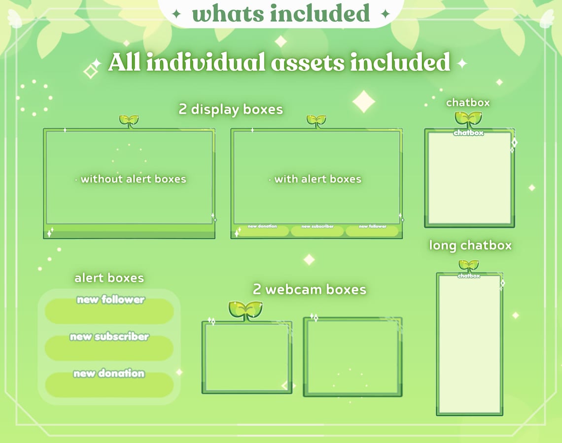 Leaf Sprout Overlay Pack | Stream Overlay Pack | Twitch Youtube Vtuber ...