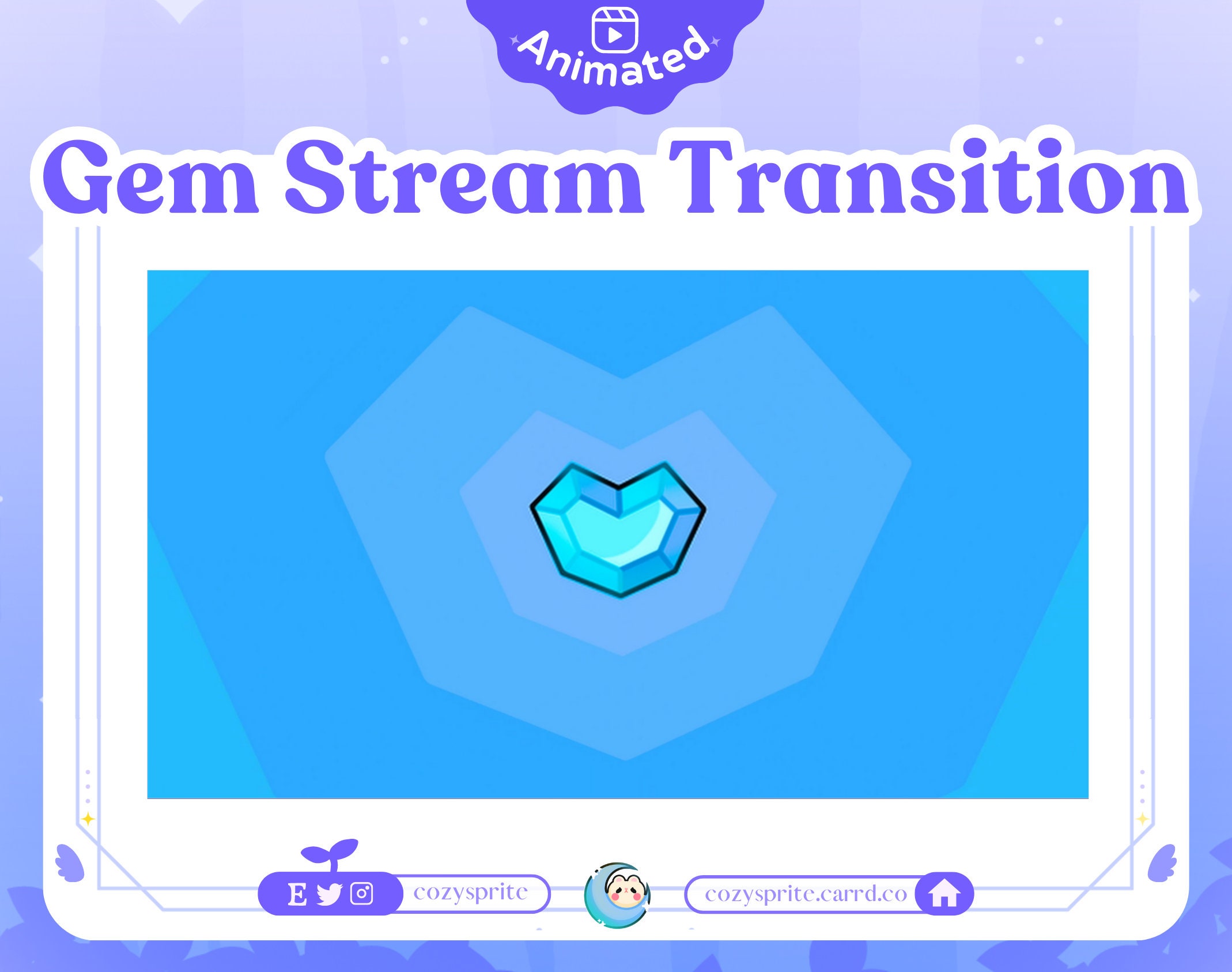 Blue Heart Gem Stinger Twitch Transition Twitch Stream Scene Stinger ...