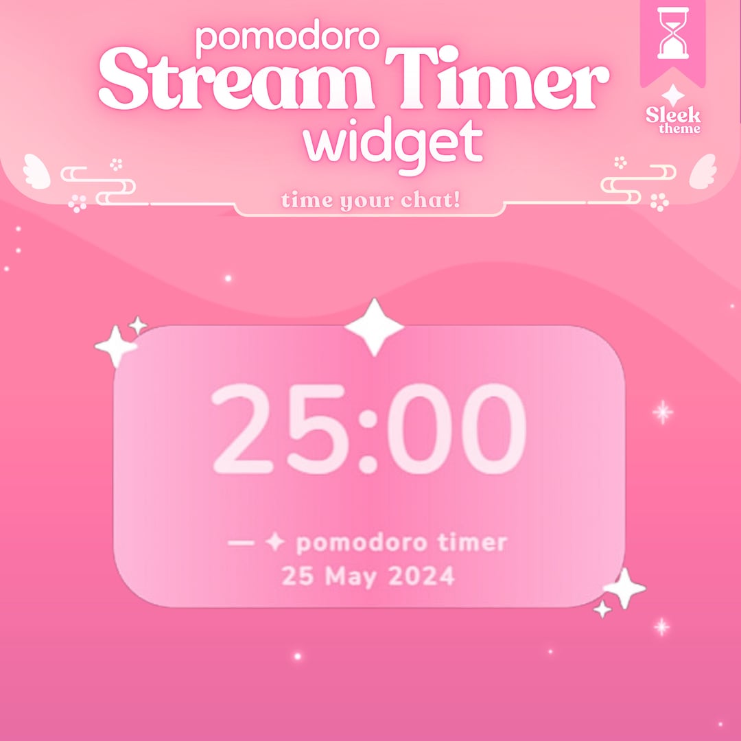 Pomodoro Timer Widget Customizable Colors, Cute Chat, Elegant Theme Pastel Pink Chat Box and ...