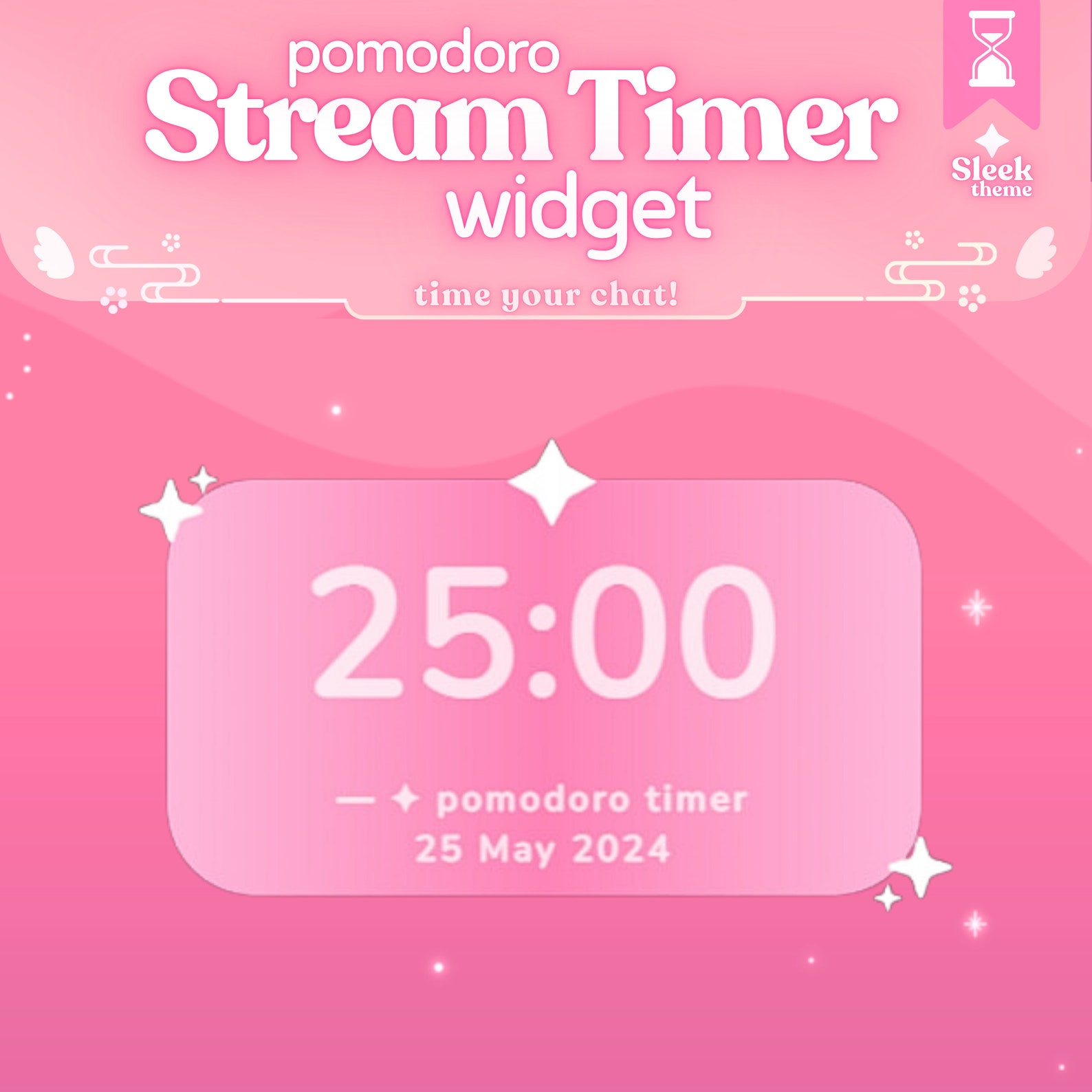 Pomodoro Timer Widget Customizable Colors, Cute Chat, Elegant Theme ...