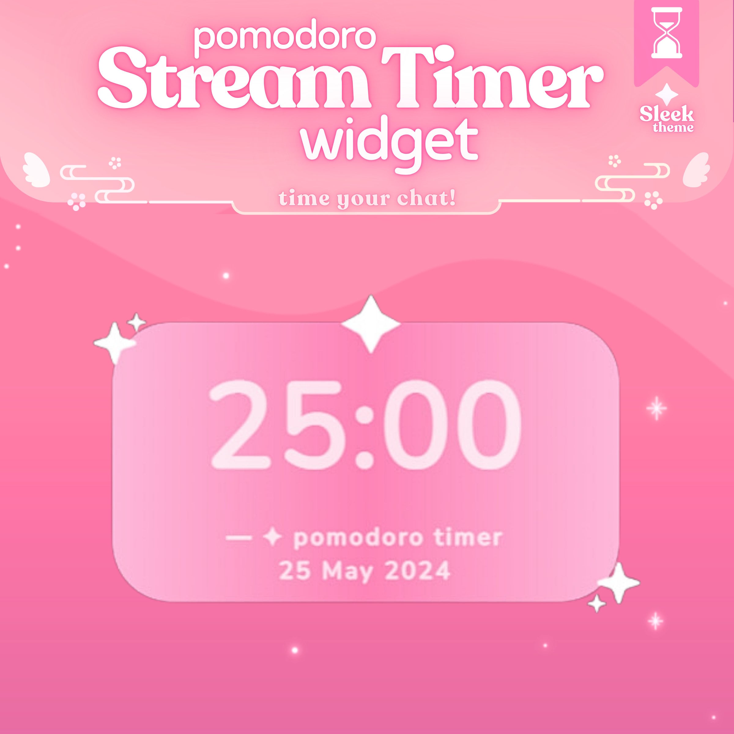 Pomodoro Timer Widget Customizable Colors, Cute Chat, Elegant Theme Pastel Pink Chat Box and ...