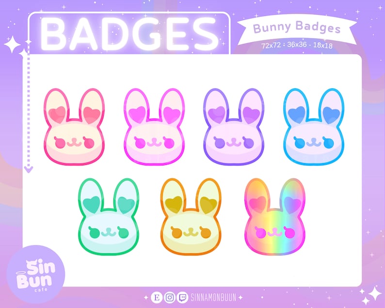 Bunny Badges Rabbit Badges Kawaii Badges for Streaming - Etsy