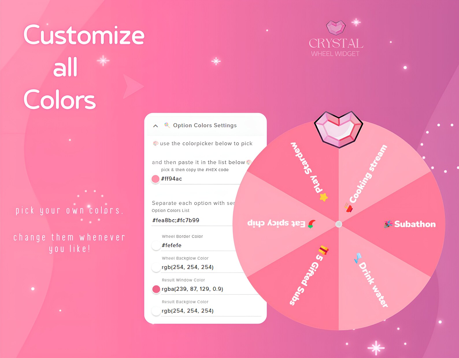 Wheel Spin Widget | Roulette Spin | Customizable Colors, Cute Chat ...