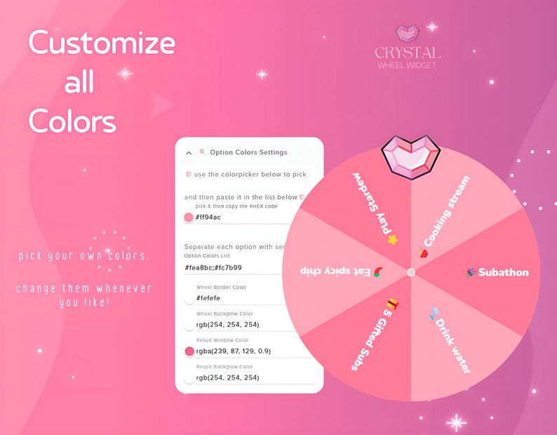 Wheel Spin Widget | Roulette Spin | Customizable Colors, Cute Chat ...