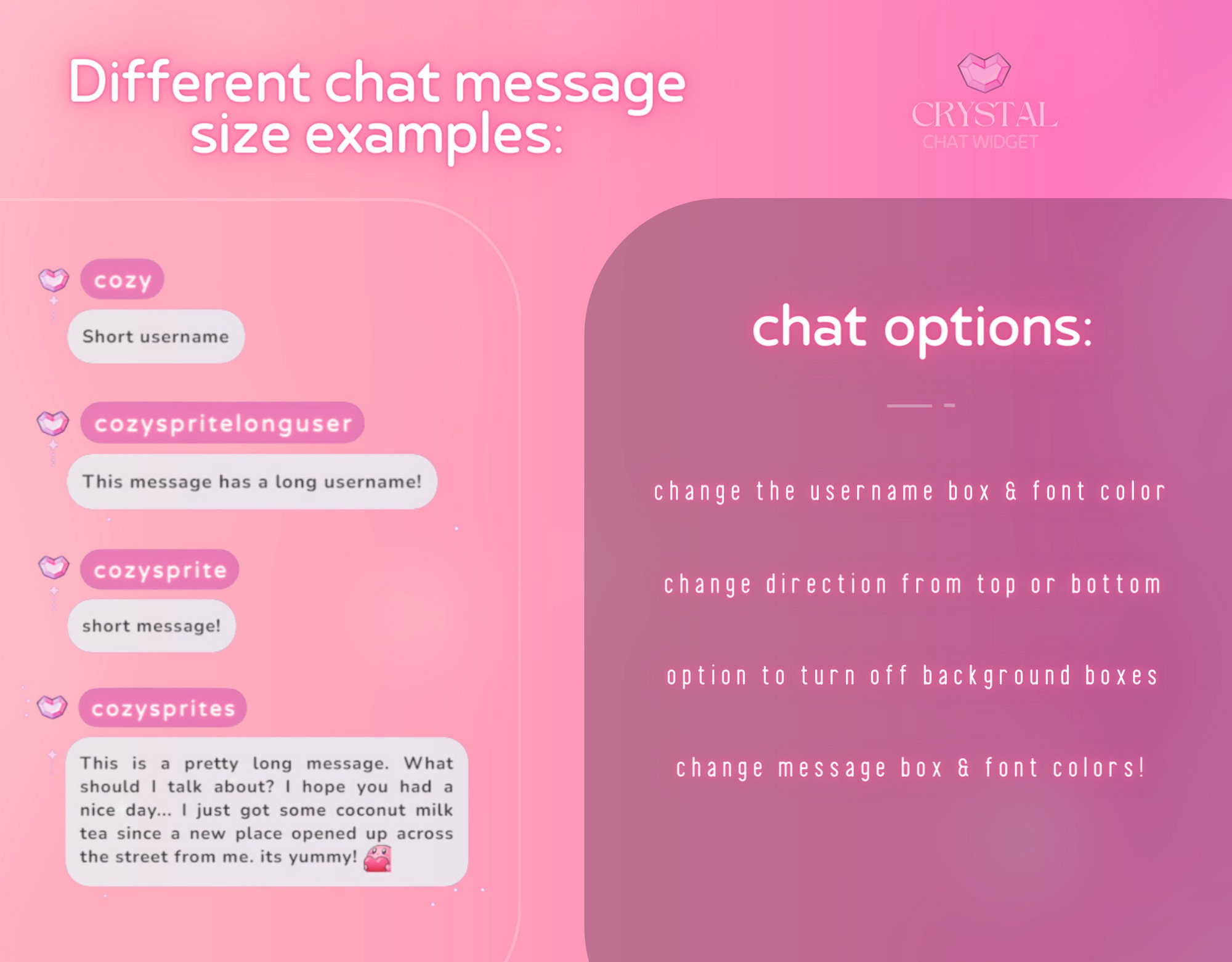 Crystal Chat Widget Customizable Colors, Cute Chat, Elegant Theme ...