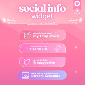 Social Media Rotator Widget Info Box Customizable Colors, Cute Chat ...