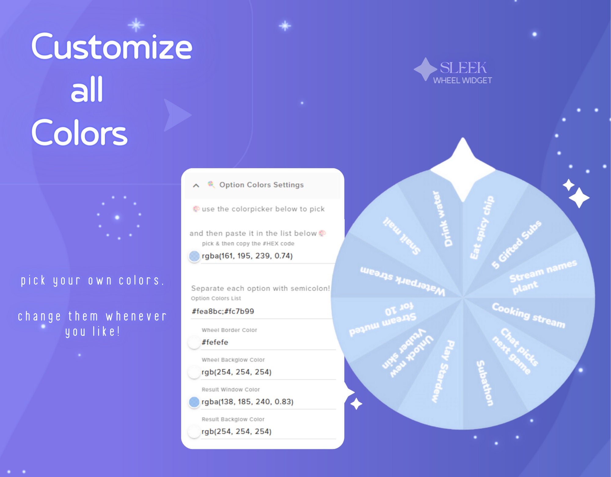 Wheel Spin Widget | Roulette Spin | Customizable Colors, Cute Chat ...