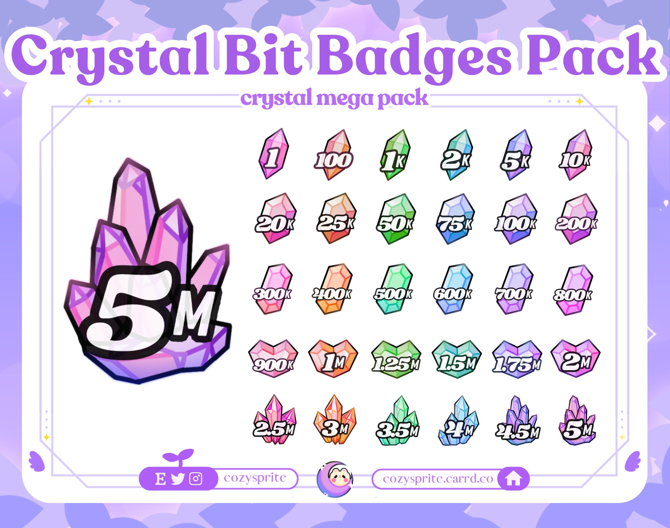 30x BIT BADGES BUNDLE Crystal Gem Badges Pack Bit Badges Badges for ...