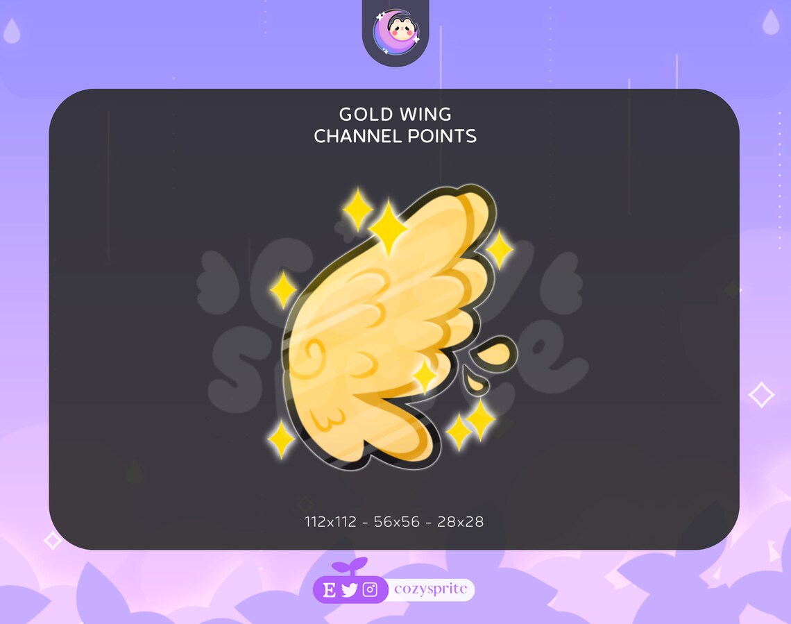 Gold Wing Point Twitch Angel Wing Winged Channel Point Emote Badges ...