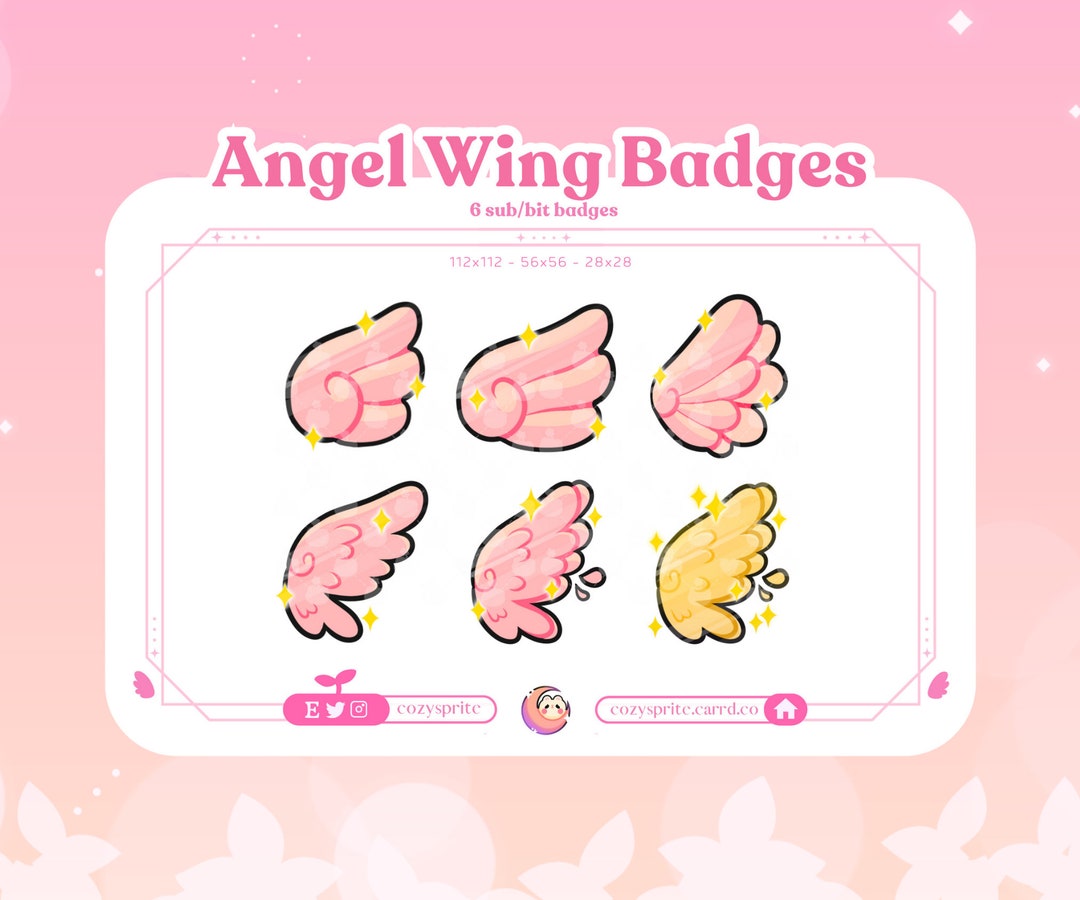 Pink Wing Badges | Pink Winged Emotes | Angel Wing Emote | Kawaii ...