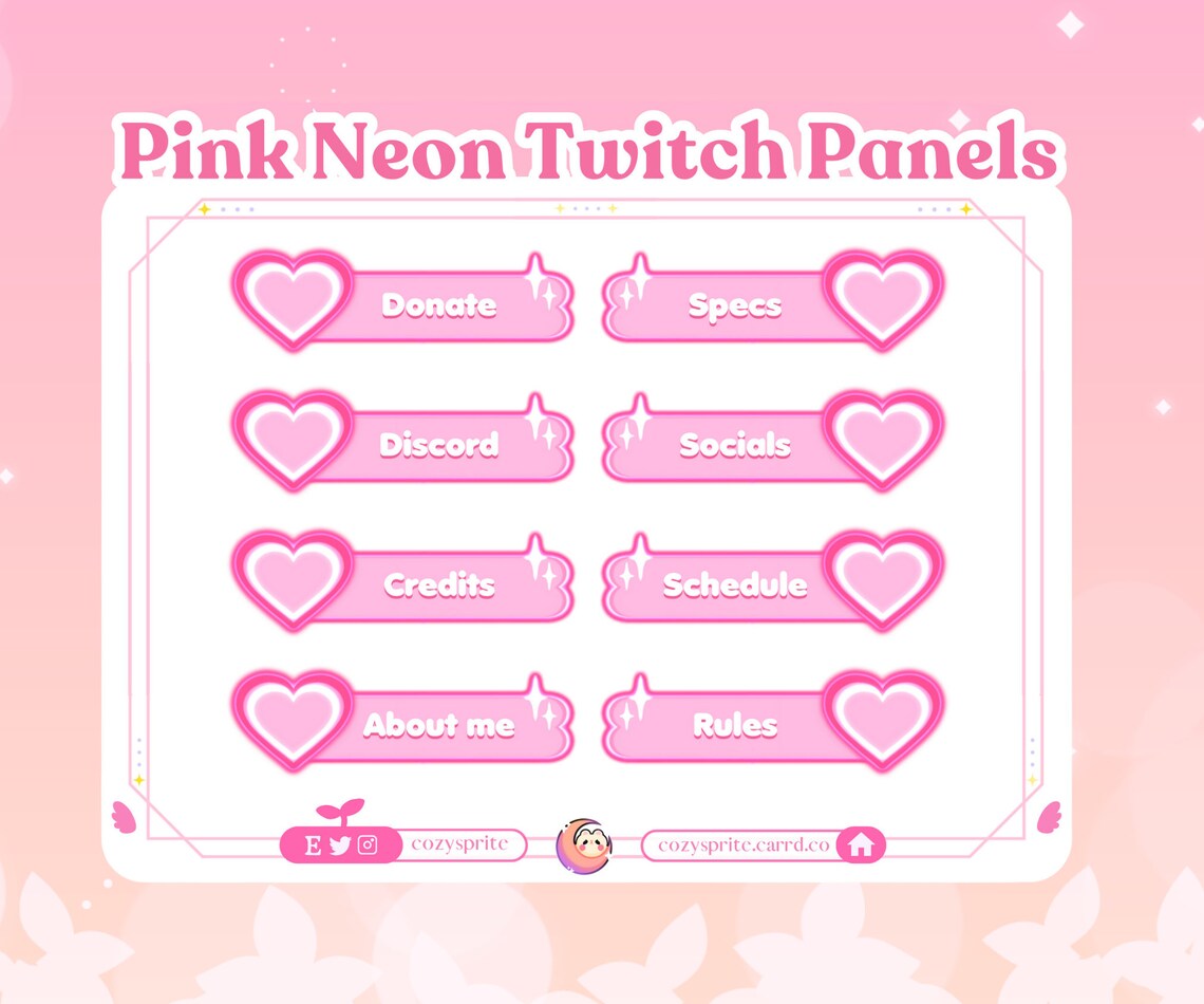 40 Neon Heart Panels Cute Pink Simple Kawaii - Etsy