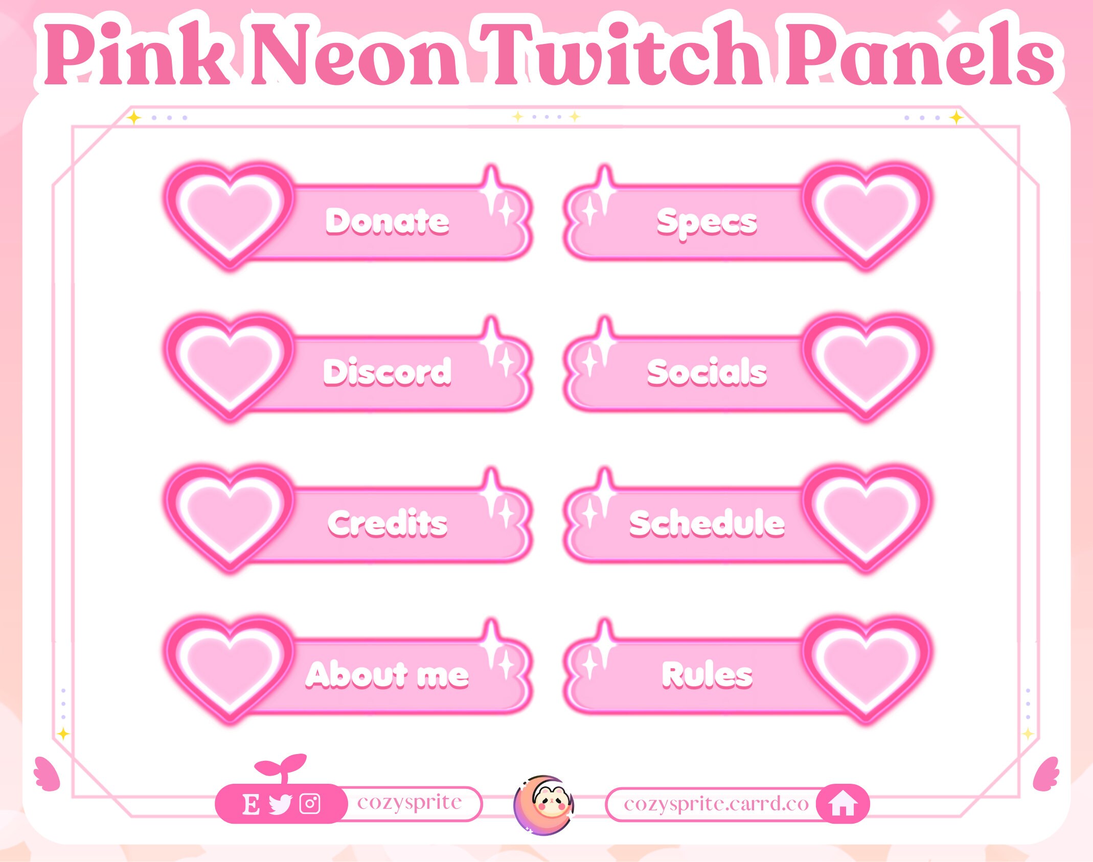 40 Neon Heart Panels Cute Pink Simple Kawaii - Etsy