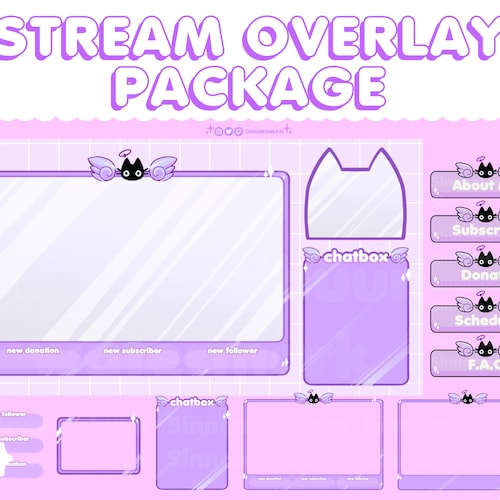 ANIMATED Cat Stream Overlay Black Cat Twitch Overlay - Etsy