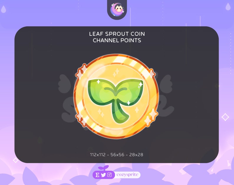 Leaf Sprout Coin Channel Point | Leaf Emote | Leaf Coin | Kawaii - Etsy