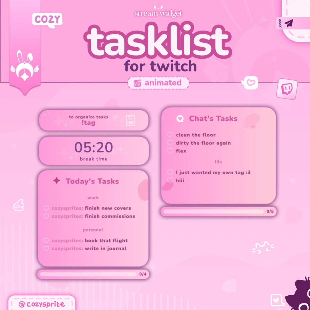 Task Widget | Pomodoro Timer | Tasklist for Coworking | Subathon ...