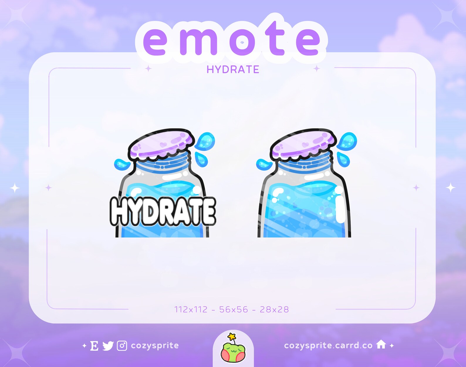 HYDRATE Emote Drink Water Emotes for Streaming Cute - Etsy Canada