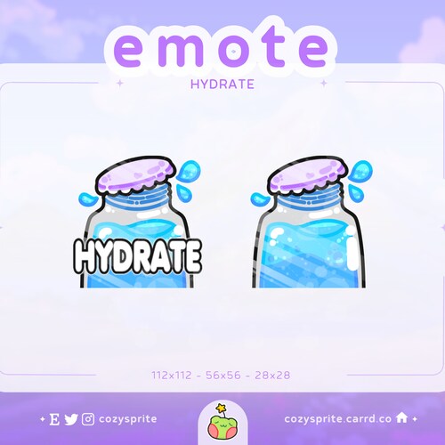 HYDRATE Emote Drink Water Emotes for Streaming Cute - Etsy Canada
