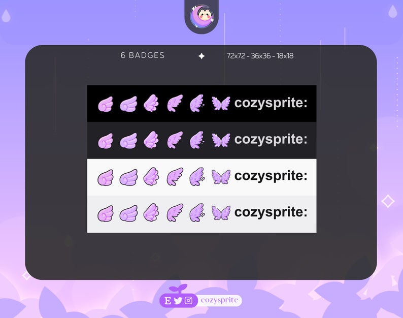 Purple Wing Badges Purple Winged Emotes Angel Wing Emote - Etsy