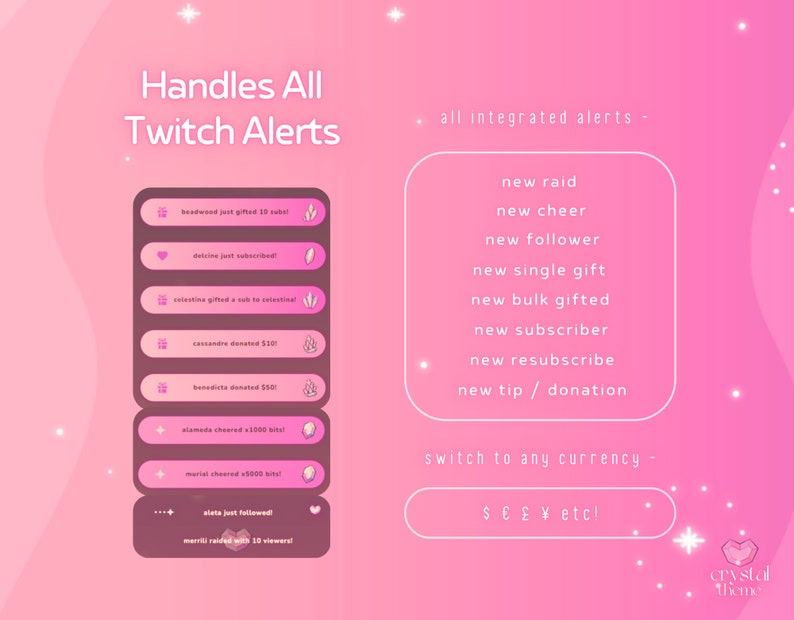 Widget de Crystal Chat / Colores personalizables, lindo chat, tema ...