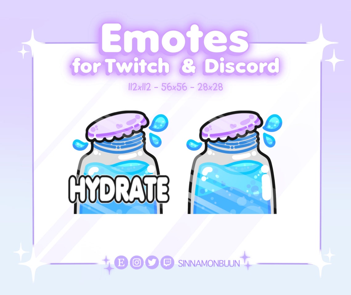 HYDRATE Emote Drink Water Emotes for Streaming Cute - Etsy Canada