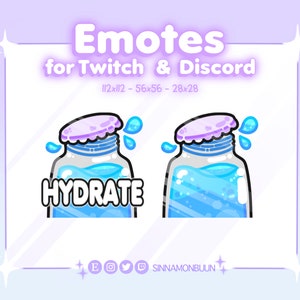 HYDRATE Emote Drink Water Emotes for Streaming Cute - Etsy Canada