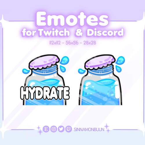 HYDRATE Emote Drink Water Emotes for Streaming Cute - Etsy