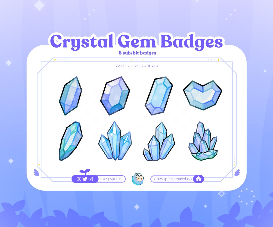 Crystal Gem Badges Blue Crystal Emote Bit Badges Badges for Streaming ...