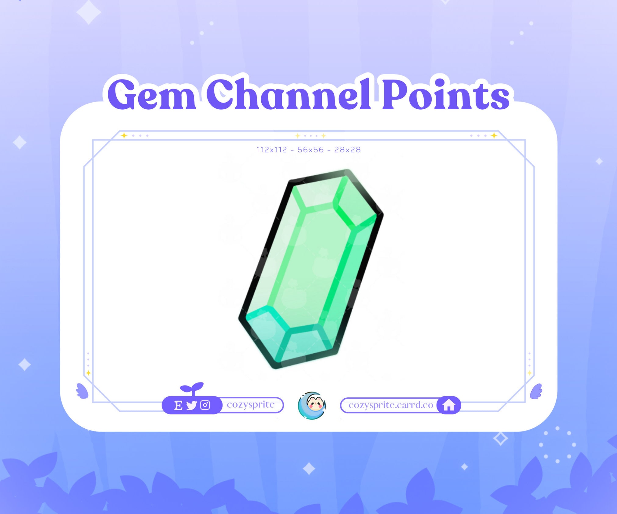 Green Gem Point Twitch Channel Point Emote Badges - Etsy