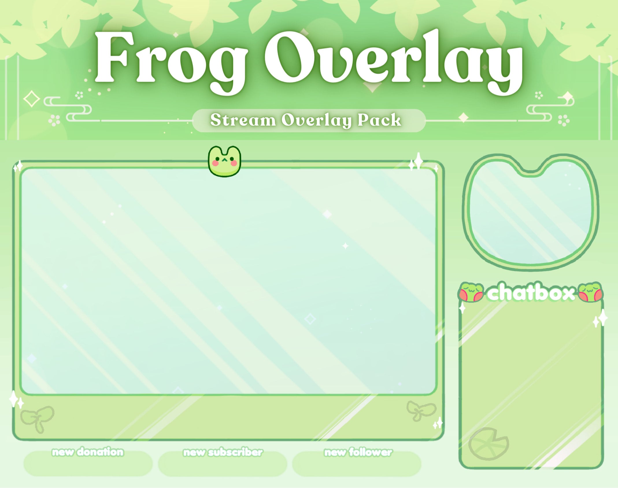 Frog Overlay Pack Animated Stream Overlay Pack Twitch Youtube Vtuber ...