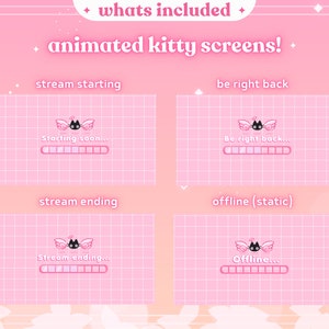 Pink Cat Overlay Pack | Animated Stream Overlay Pack | Twitch Youtube ...