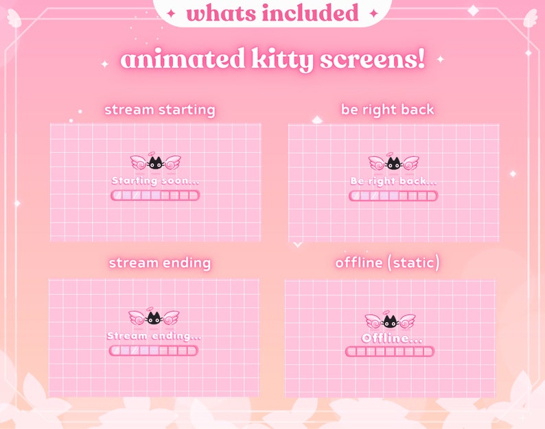 Pink Cat Overlay Pack | Animated Stream Overlay Pack | Twitch Youtube ...