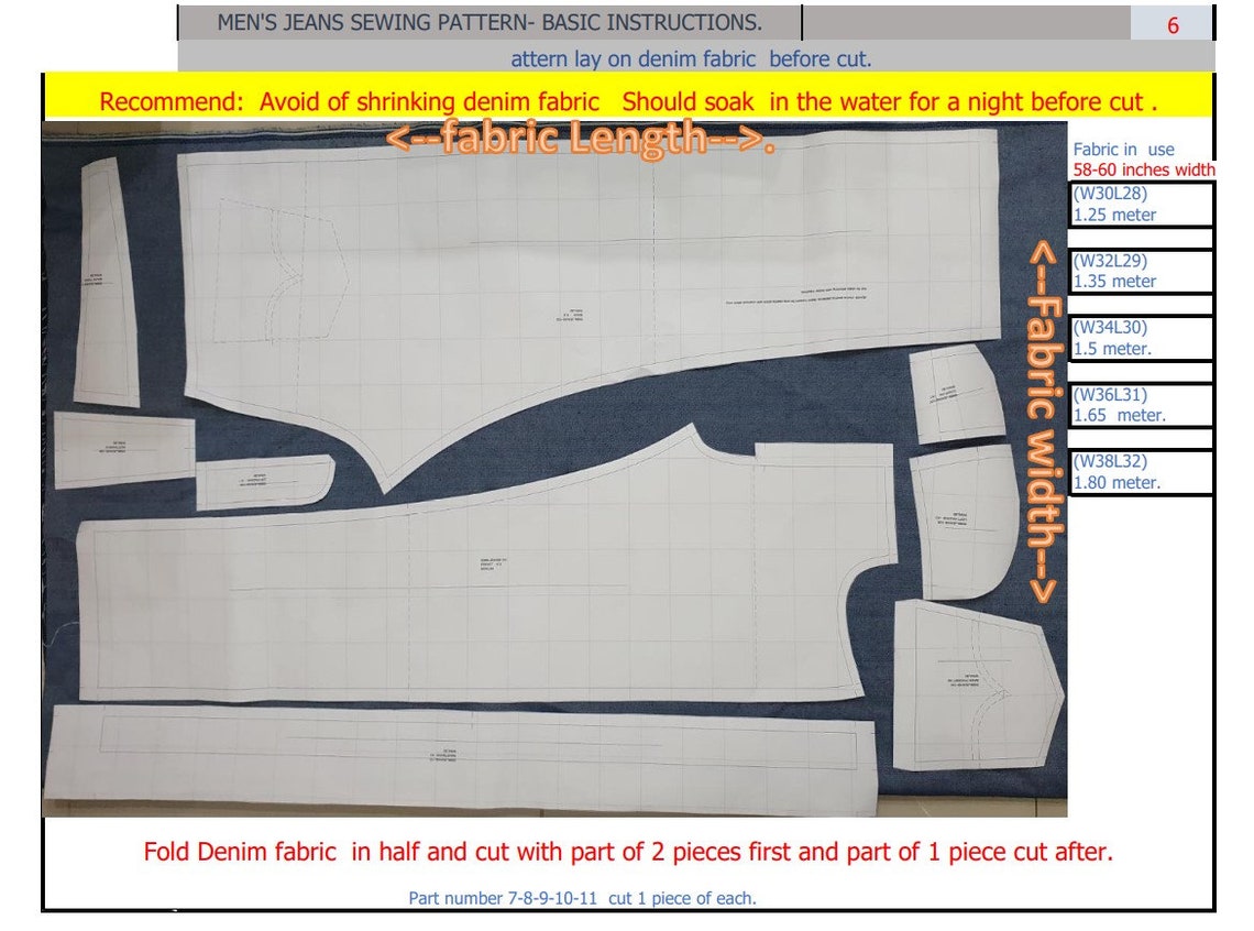 Boot Cut Denim Jeans for Men’s Sewing Pattern Pdf. Size (w30l28 ...