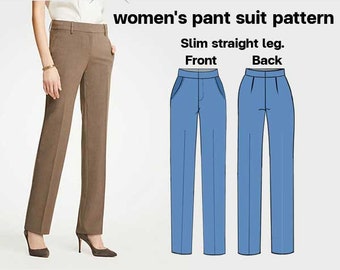Women's Pant Suit Sewing Patterns Pdf Size (8-18 US,36-46 EU) - Etsy