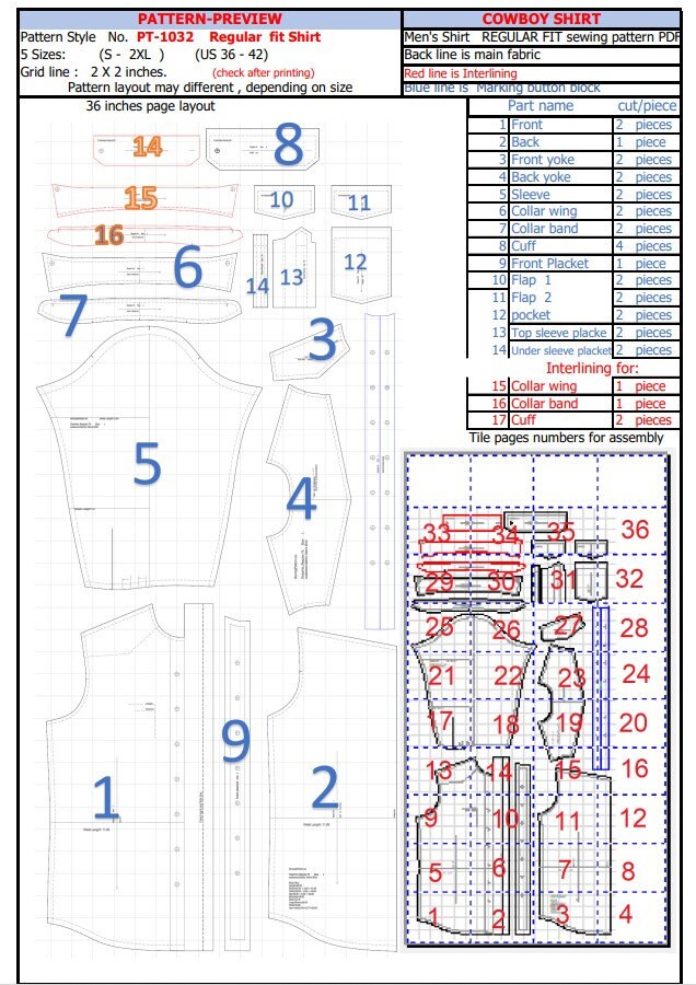 Denim Western Long Sleeve Dress Shirt Sewing Pattern PDF FOR - Etsy