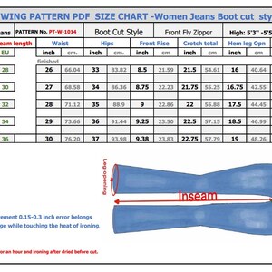 Bootcut Jeans for Women Sewing Pattern PDF | Waist 24-28 Inch (US Size ...